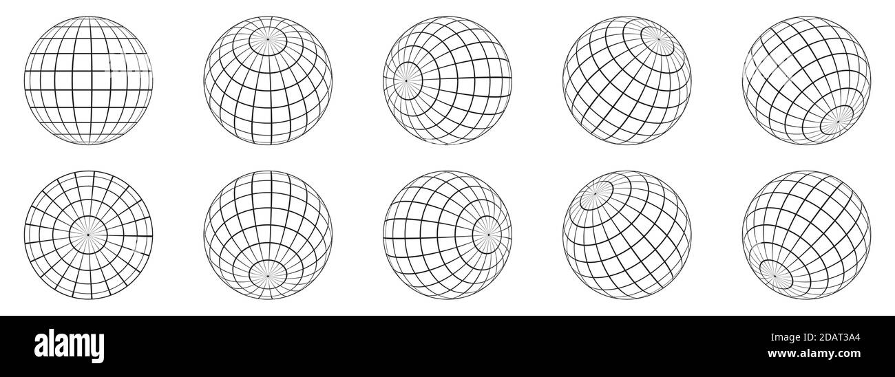 3d spheres globe earth. Globe icons in different angles. Vector ...
