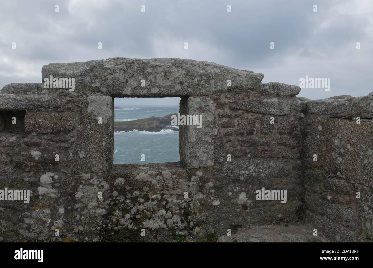 View Through a Granite Stone Window in The Ruins of King Charles Castle ...