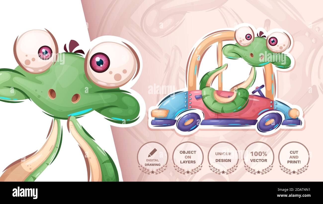 Snake driver the car - cute sticker Stock Vector Image & Art - Alamy