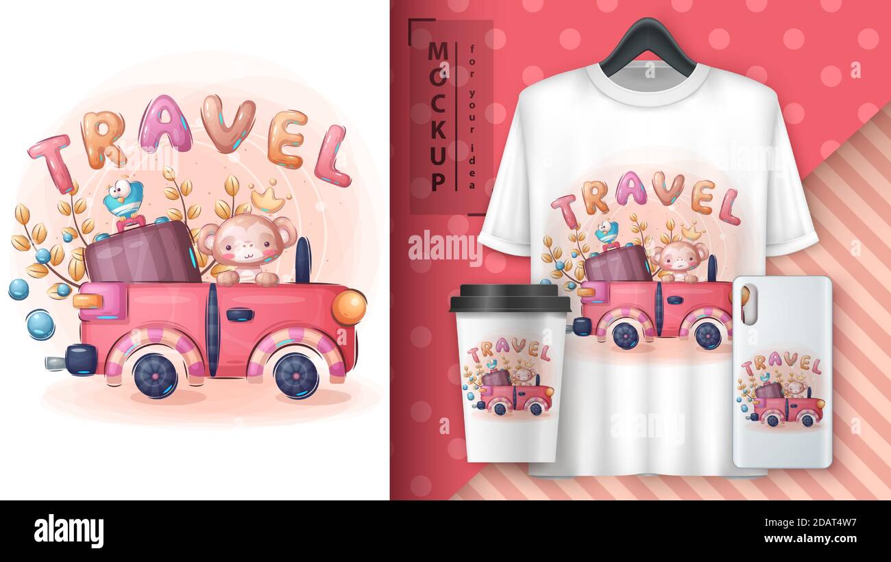 Monkey and travel Stock Vector Images - Alamy