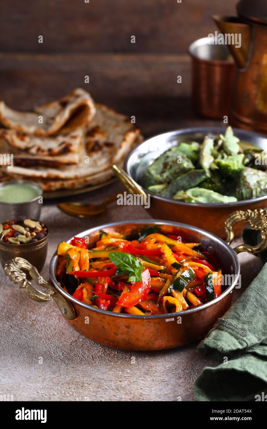 traditional indian food green curry lamb and jam salad Stock Photo - Alamy