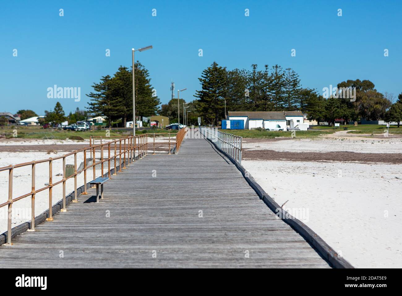 The kingston jetty located on the limstone coast looking back towards ...
