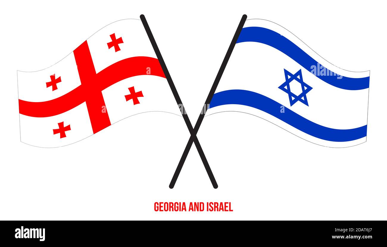 Georgia and Israel Flags Crossed And Waving Flat Style. Official ...