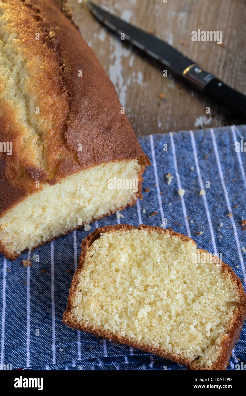 Lemon yogurt cake on rustic background Stock Photo - Alamy