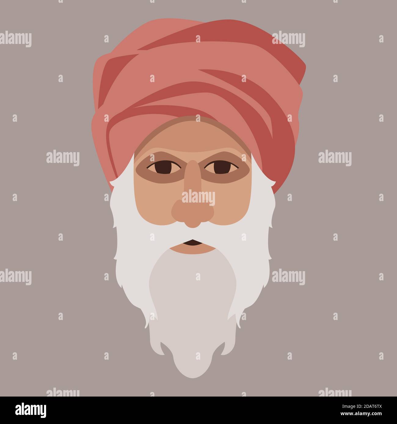 head man in a turban, vector illustration,flat style Stock Photo - Alamy
