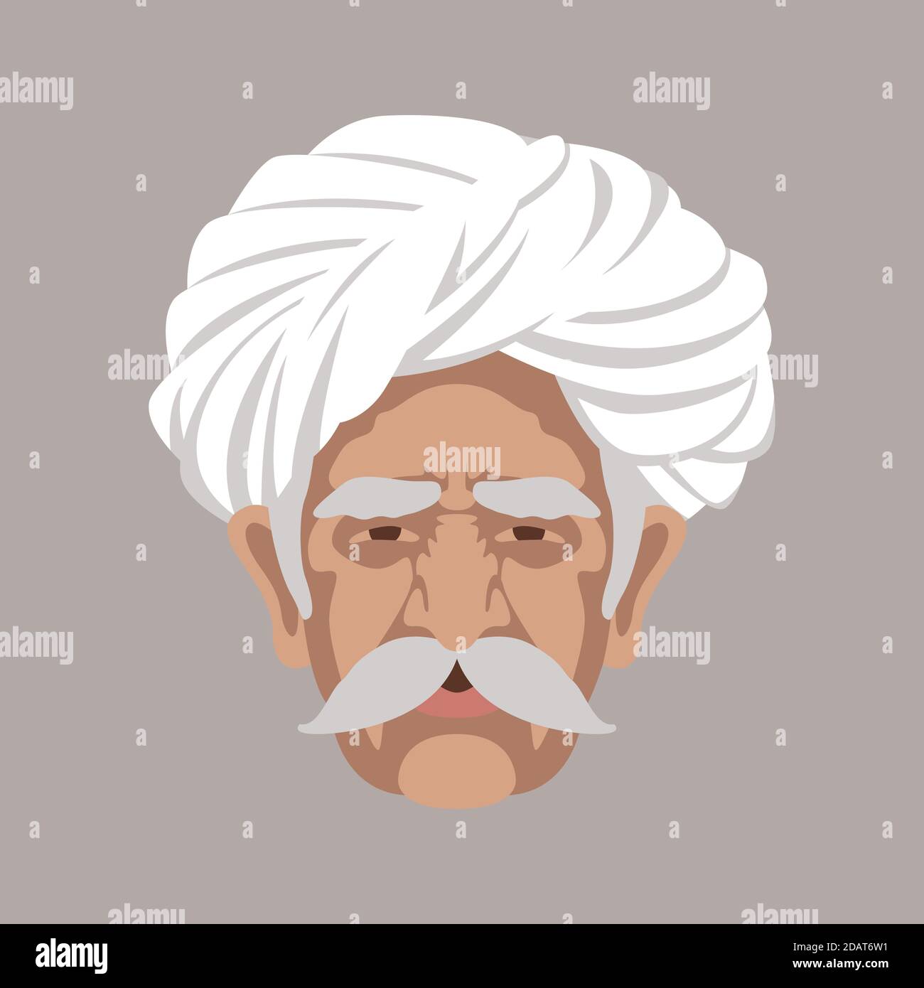 head man in a turban, vector illustration,flat style Stock Photo - Alamy