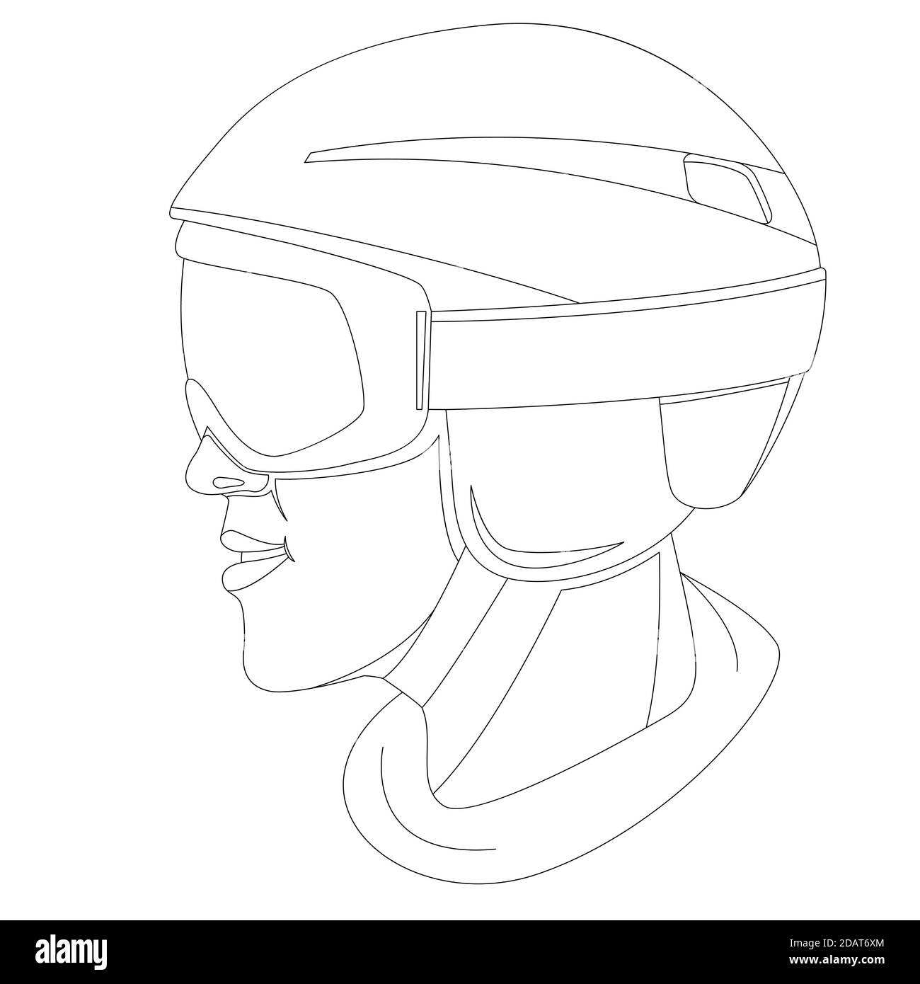 protective helmet ,vector illustration , lining draw ,profile side ...