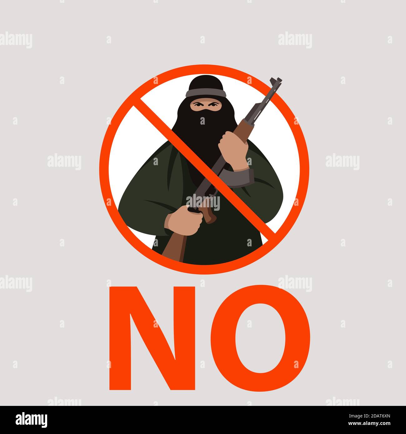 sign no terrorism,vector illustration,flat style Stock Photo - Alamy