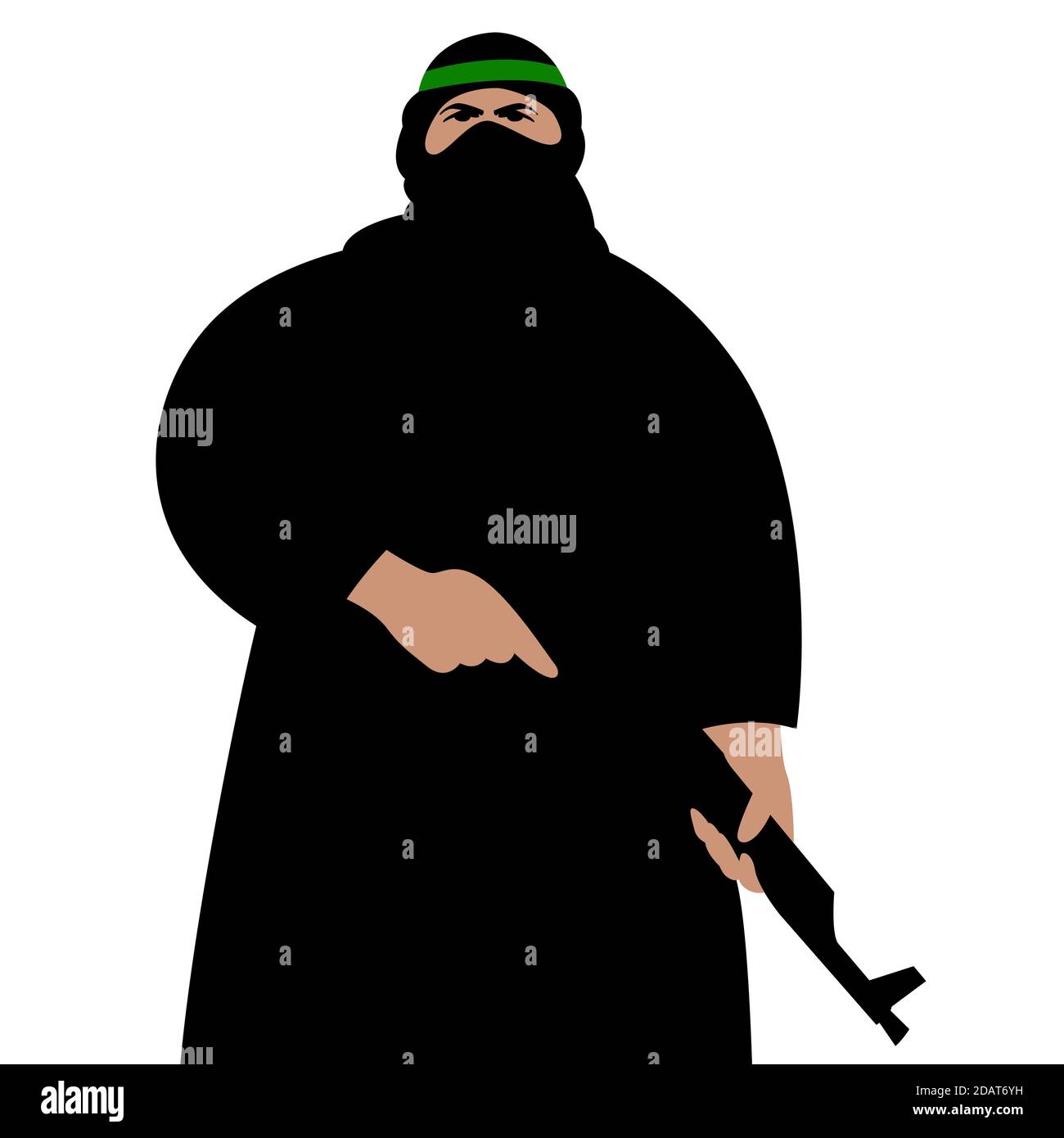 terrorist with weapons, vector illustration, flat style , front view ...