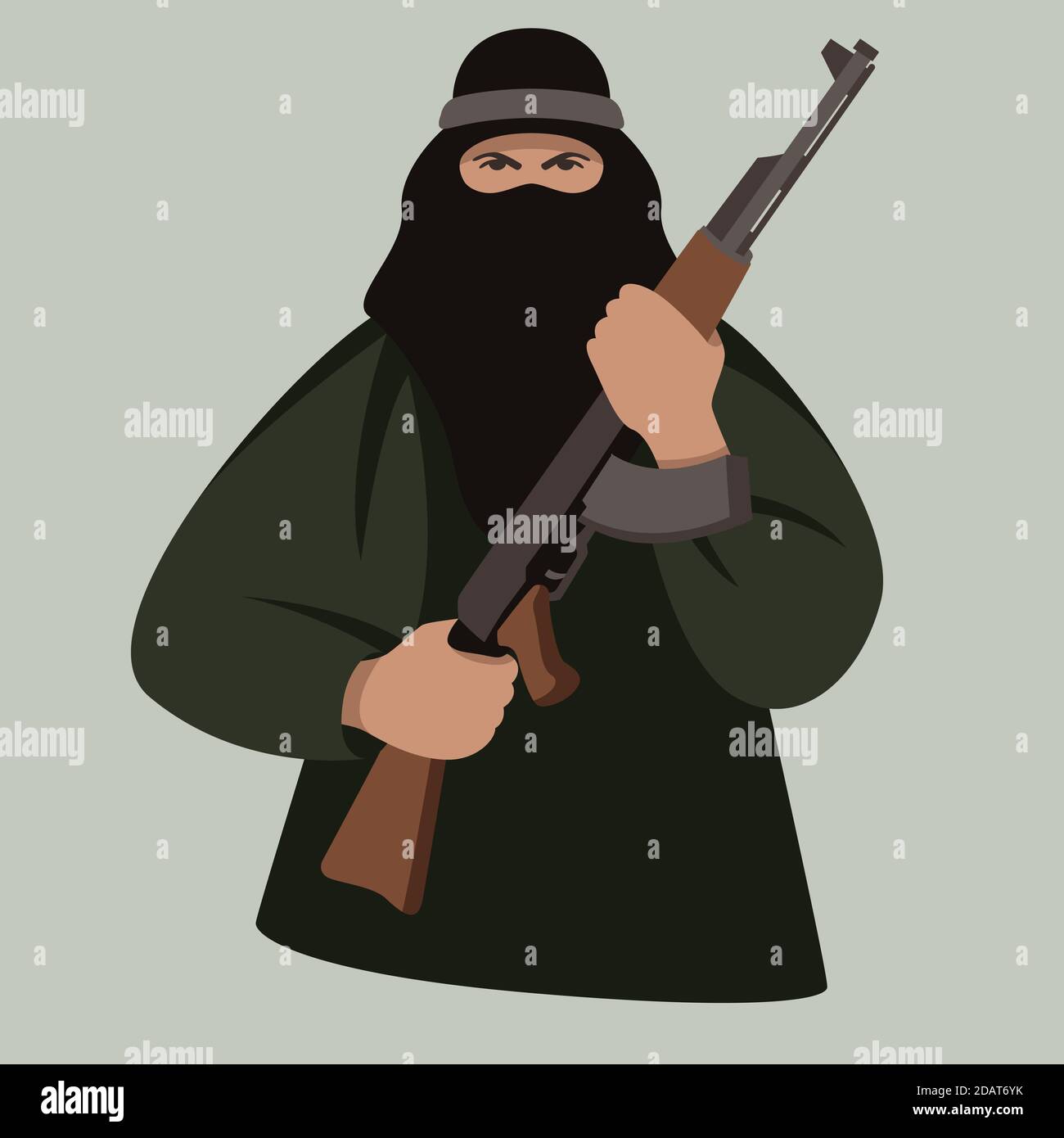 terrorist with gun ,vector illustration, flat style , front view Stock ...