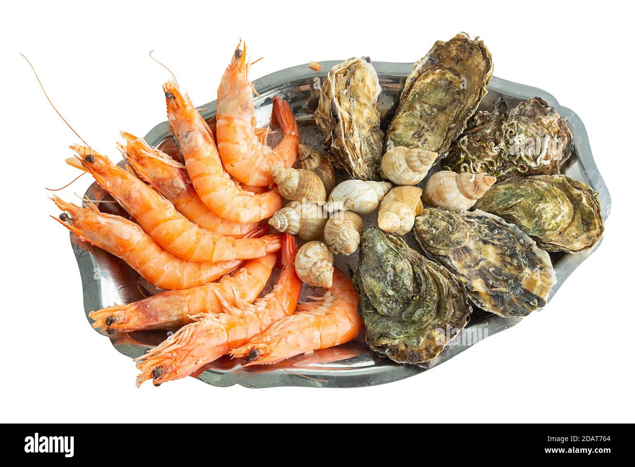 Shellfish and shrimp platter for two people on a white background Stock ...