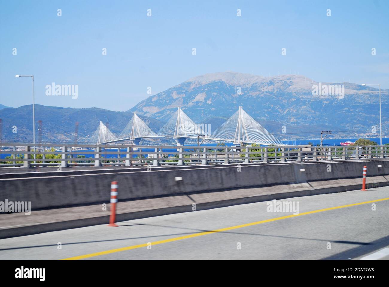 Rio Bridge connecting mainland Greece to the Peloponnese Stock Photo ...