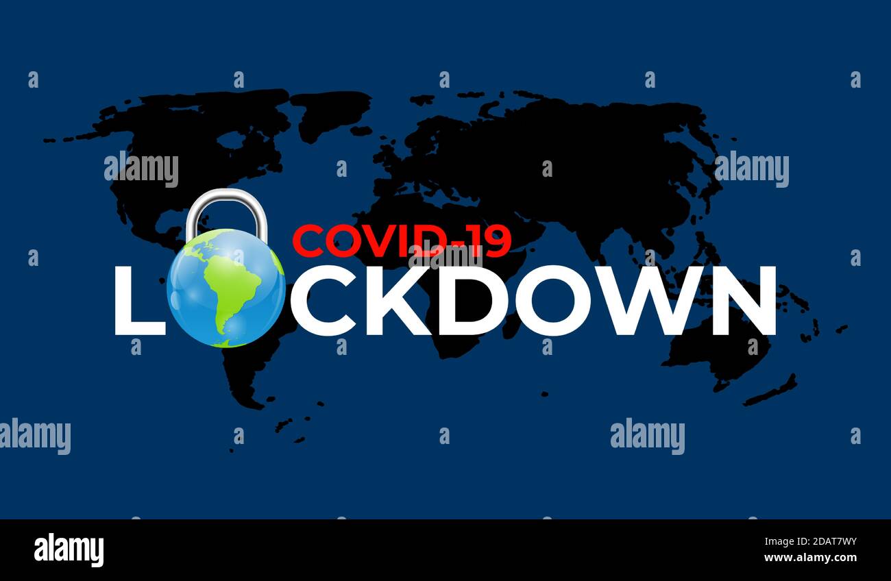 colored COVID-19 World Lockdown Concept. Vector Illustration Stock ...