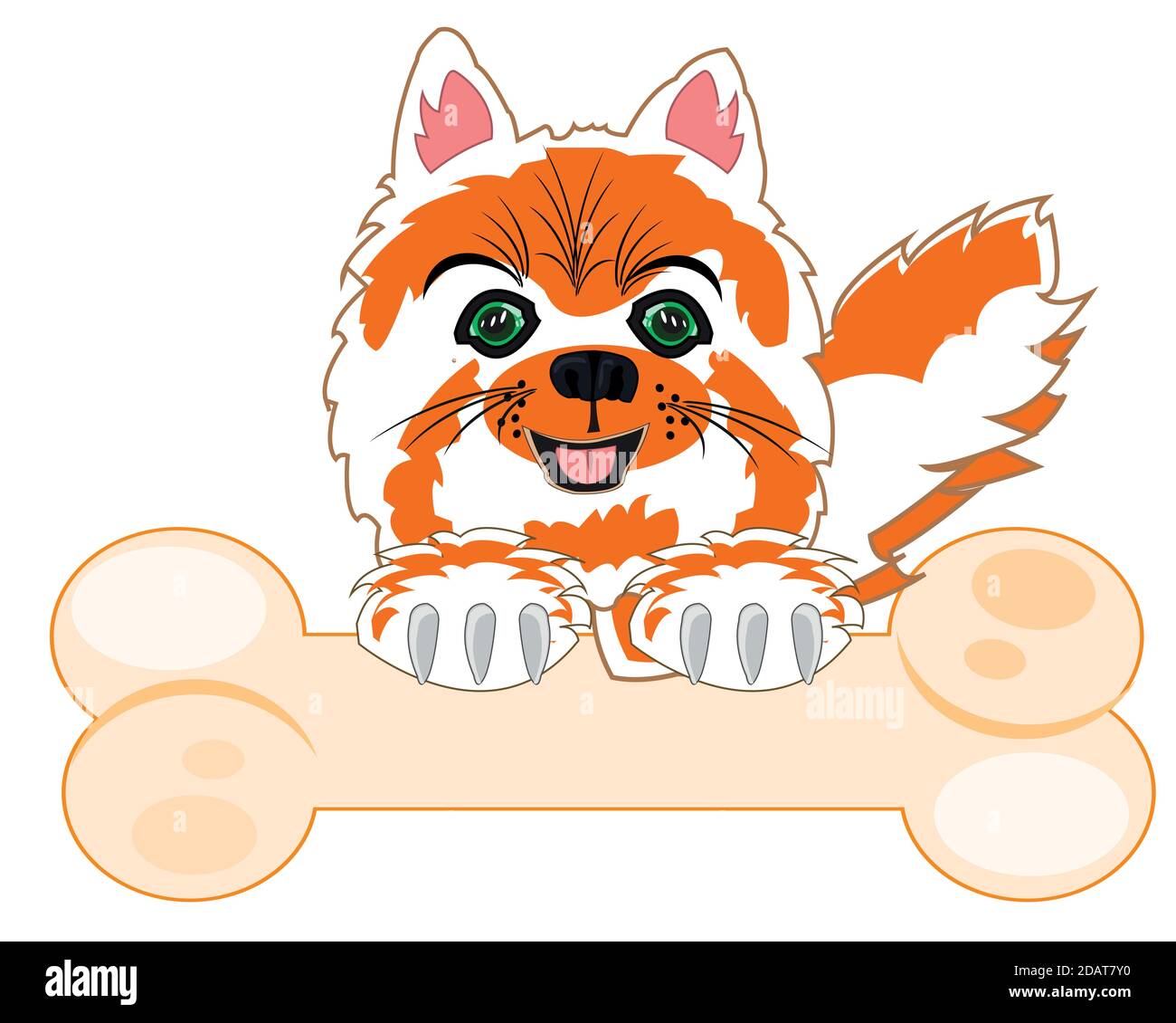 Vector illustration of the cartoon pets cat with bone Stock Vector ...