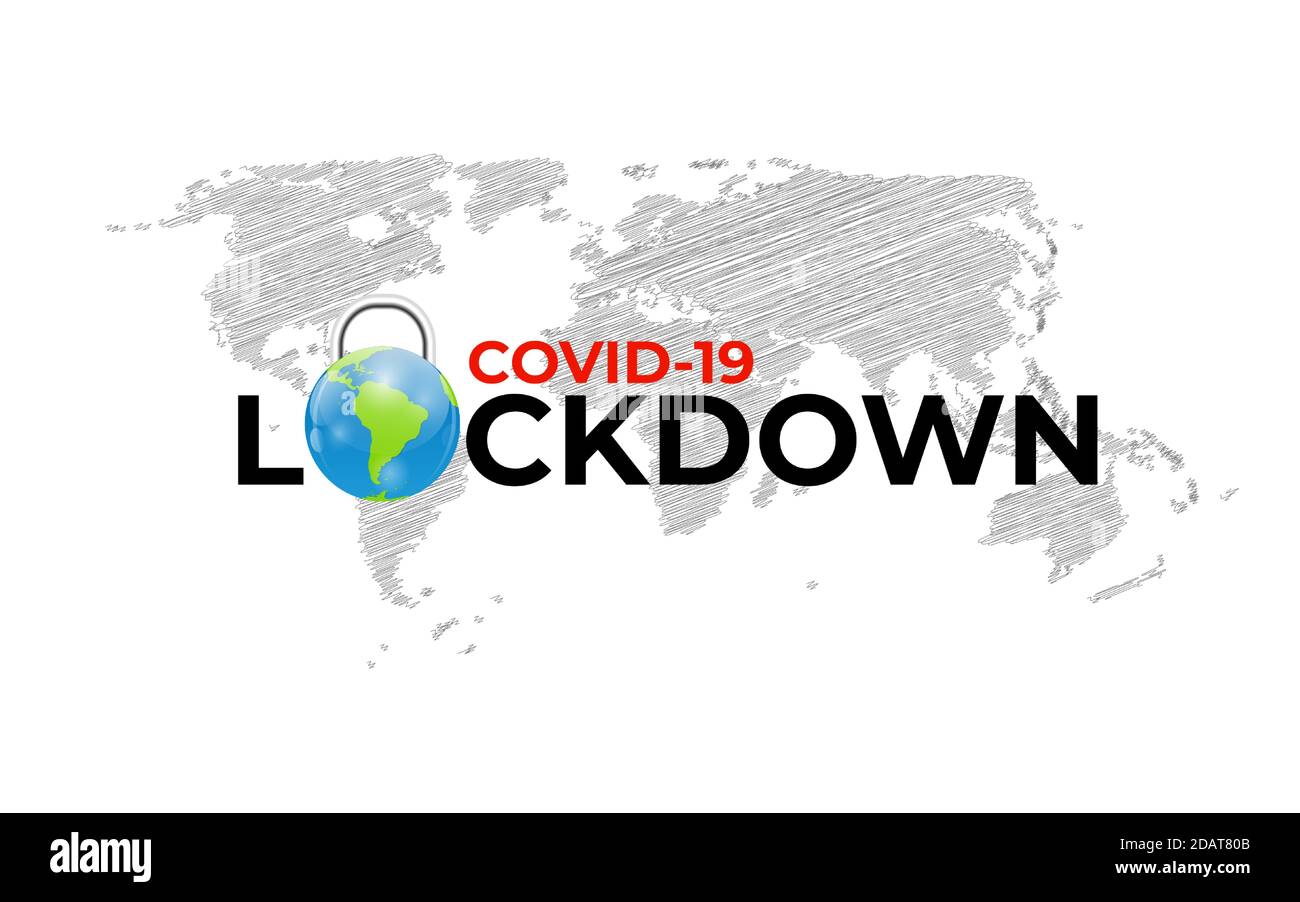 colored COVID-19 World Lockdown Concept. Vector Illustration Stock ...