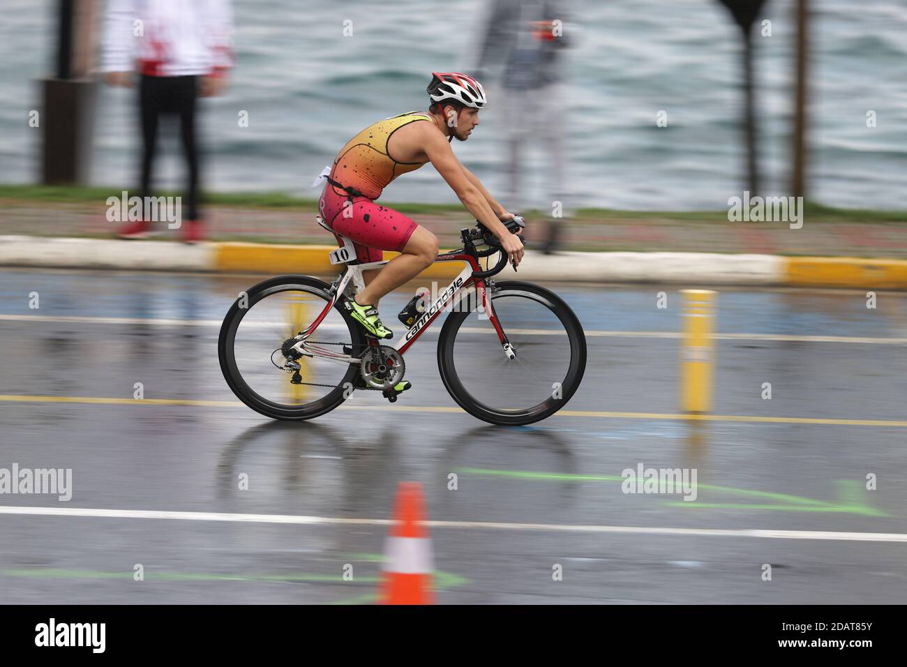 ISTANBUL, TURKEY - OCTOBER 18, 2020: Undefined athlete competing in ...