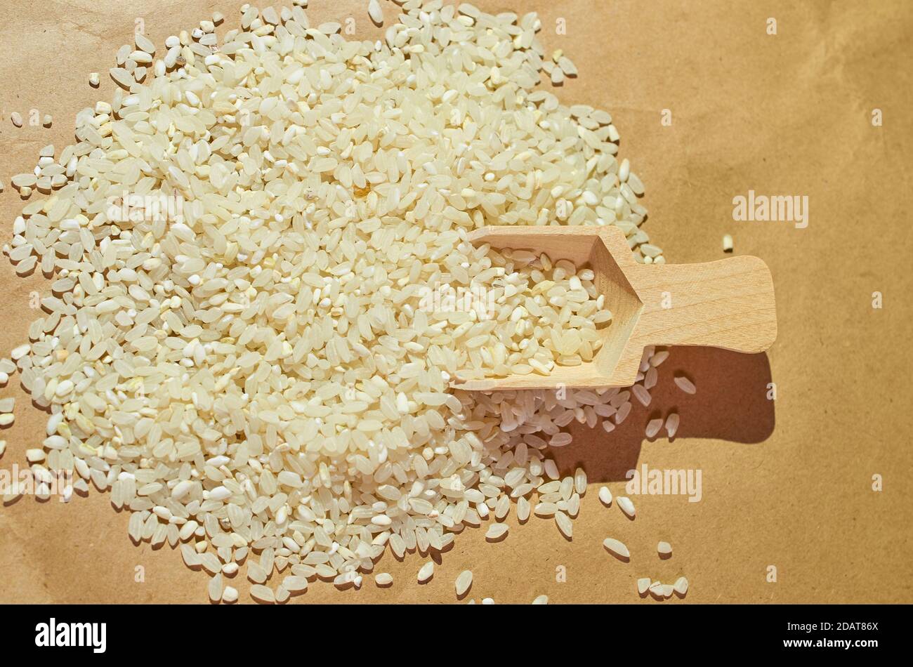 white rice is scattered on the table close up horizontal format Stock ...