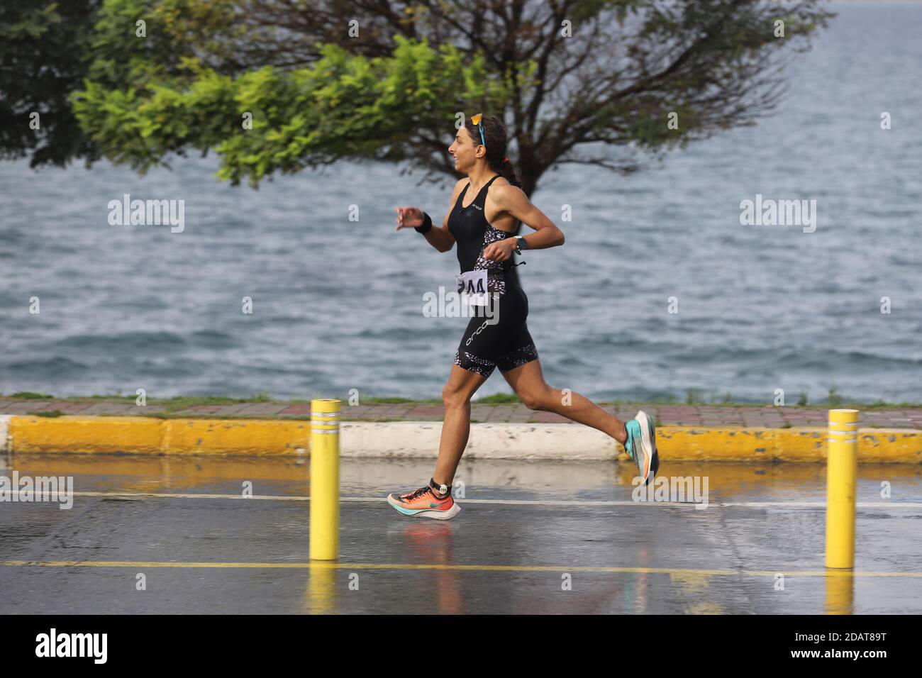 ISTANBUL, TURKEY - OCTOBER 18, 2020: Undefined athlete competing in ...
