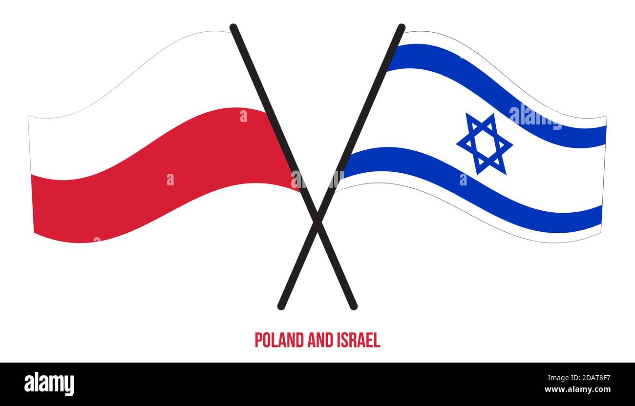 Poland and Israel Flags Crossed And Waving Flat Style. Official ...