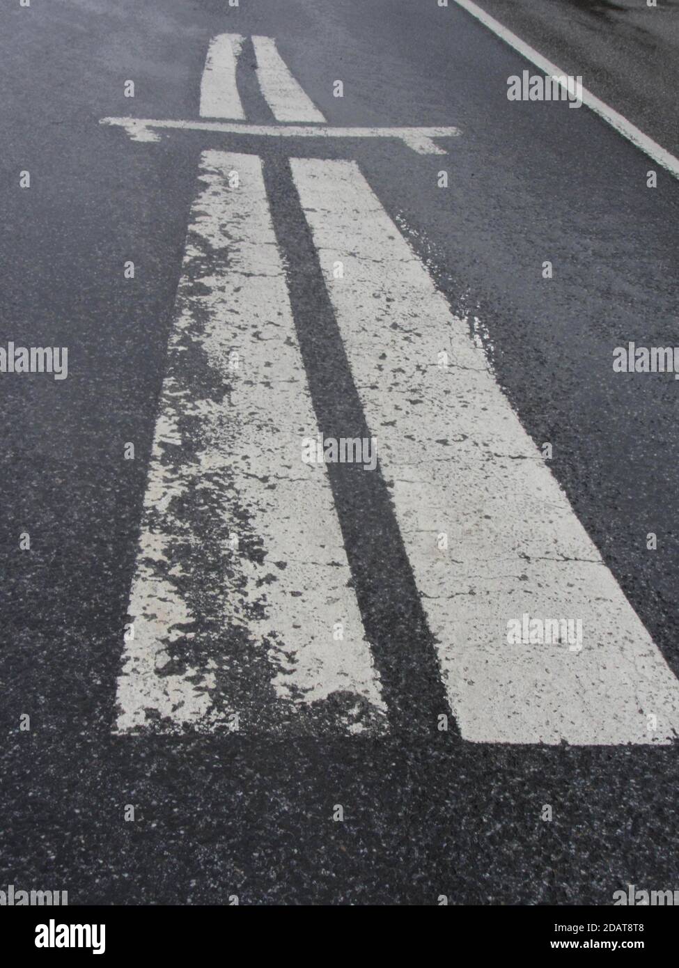 motorway symbol on the street, white marking on black asphalt Stock ...