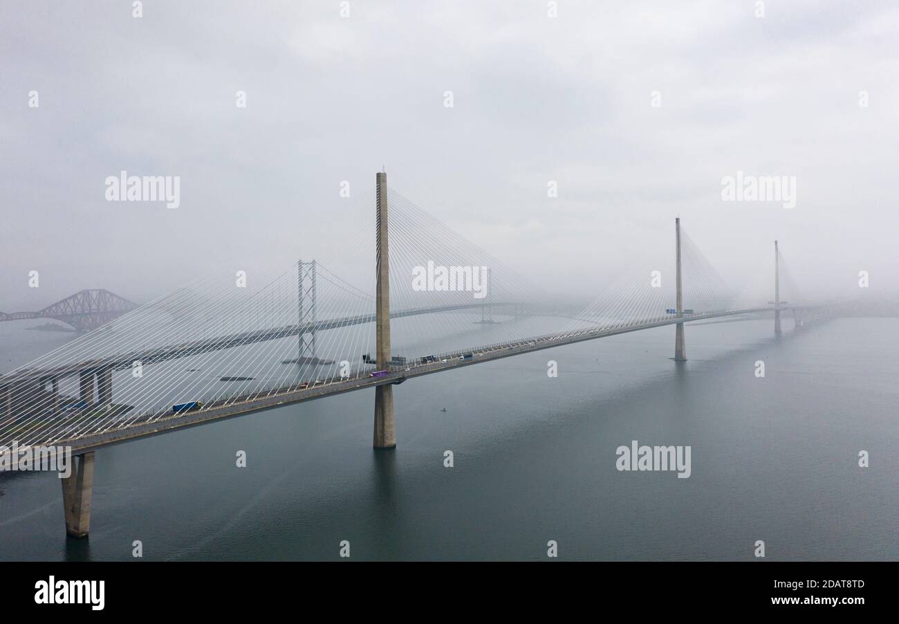 Aerial view of all three forth bridges hi-res stock photography and ...