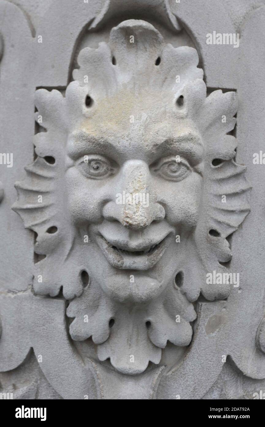 a smiling face stone sculpture, symbol for laughter and joy Stock Photo ...