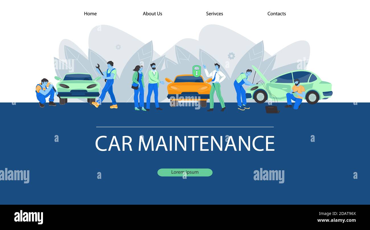 Car maintenance and repair shop web banner design flat vector ...