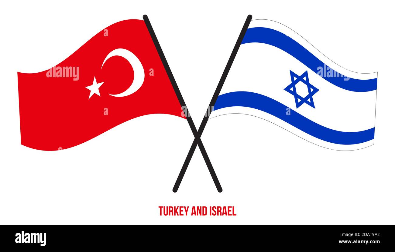 Turkey and Israel Flags Crossed And Waving Flat Style. Official ...