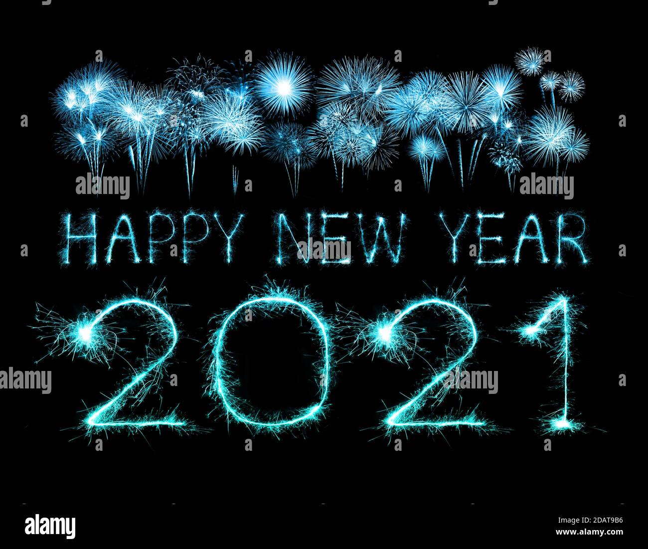 2021 happy new year fireworks written sparkling sparklers at night ...