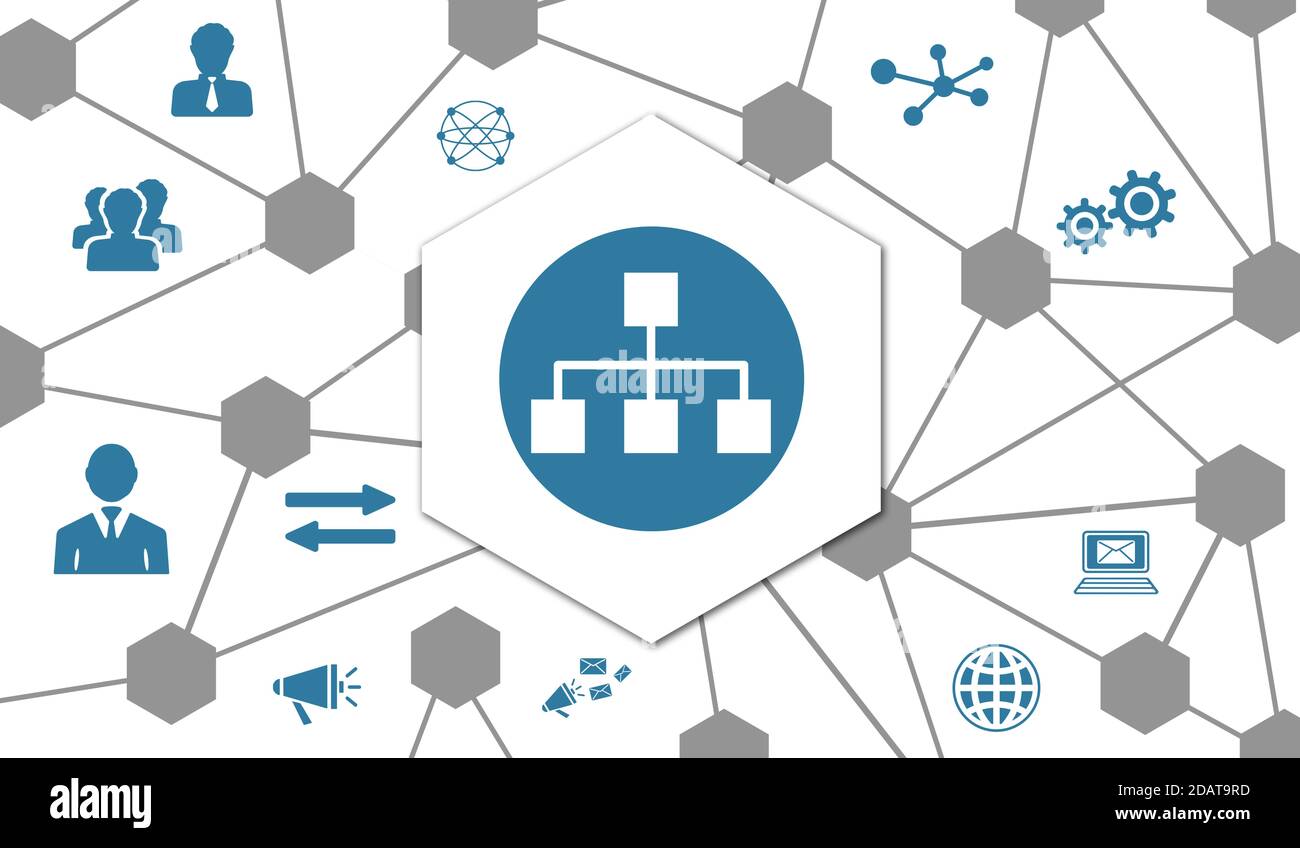 Concept of network marketing with connected icons Stock Photo - Alamy