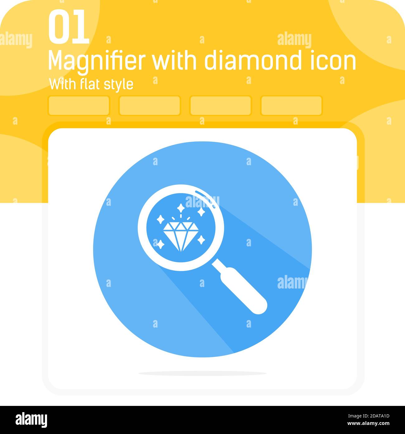 magnifying glass with diamond icon with flat style isolated on white ...
