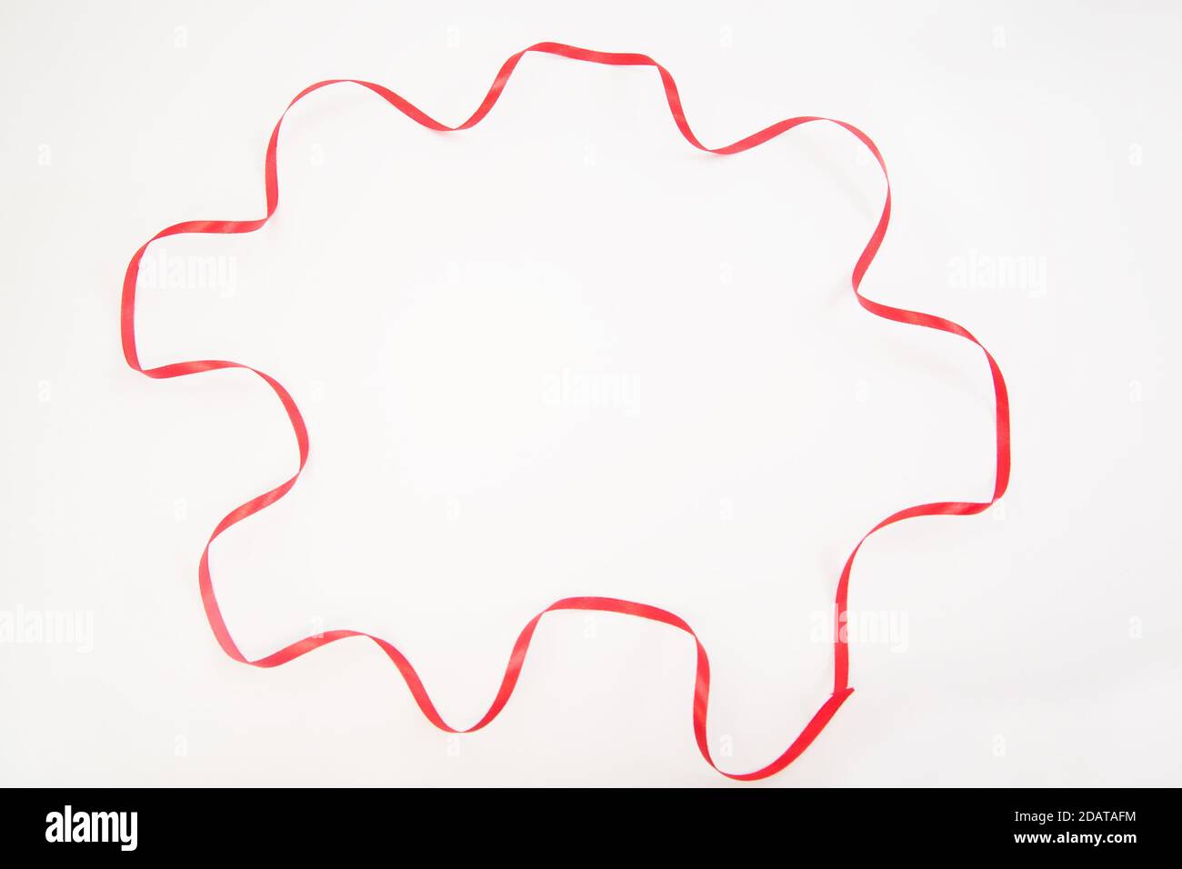 red wavy ribbon in multiangle shape on white with copy space Stock ...