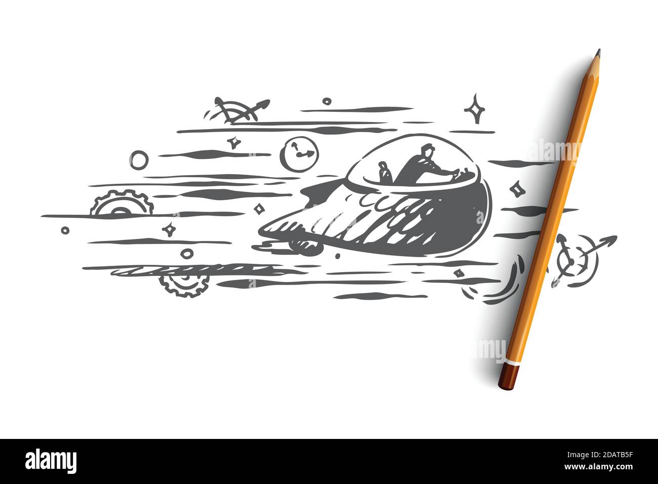 Time machine, time, travel, future, past concept. Hand drawn isolated ...