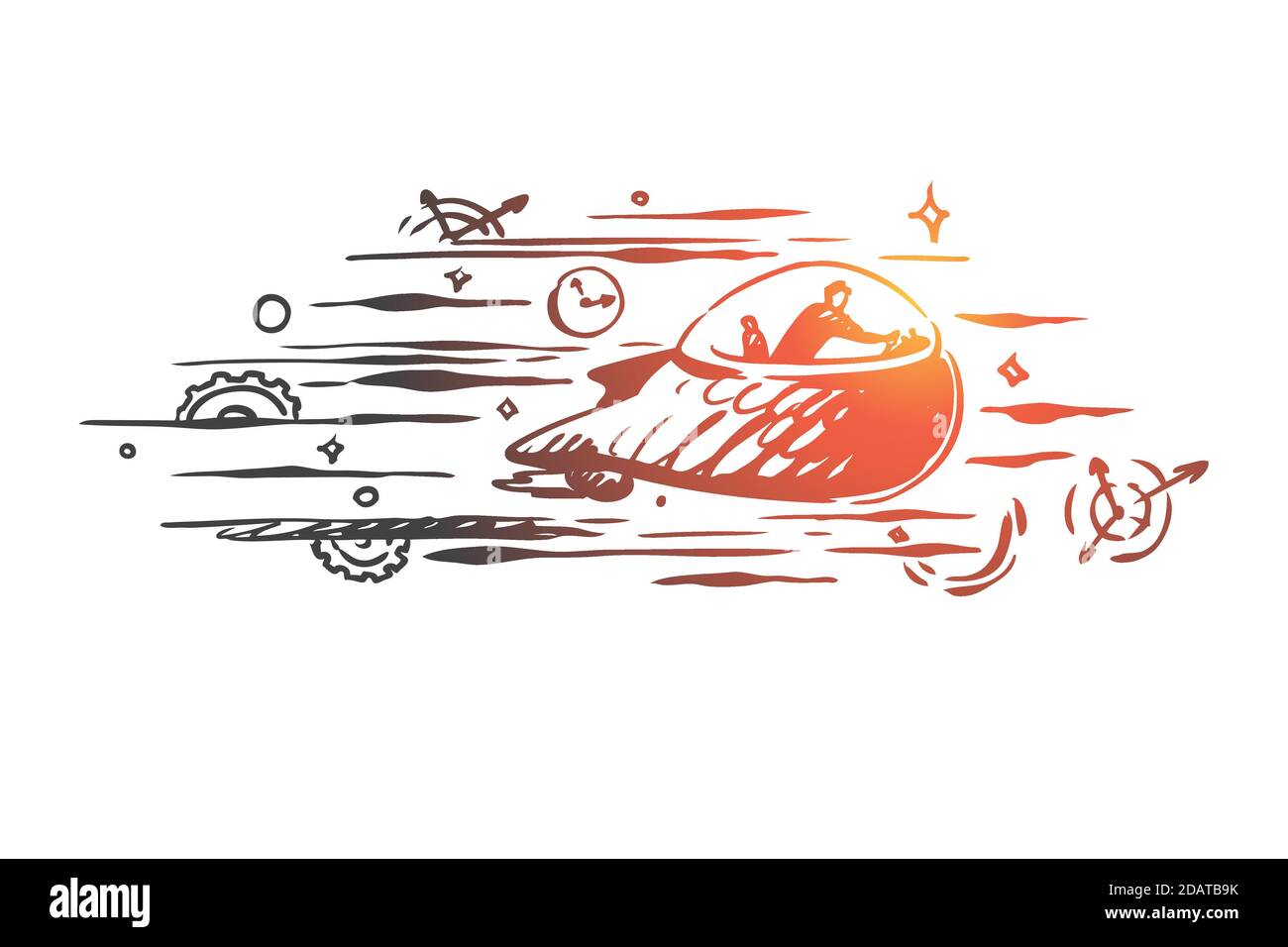 Time machine, time, travel, future, past concept. Hand drawn isolated ...