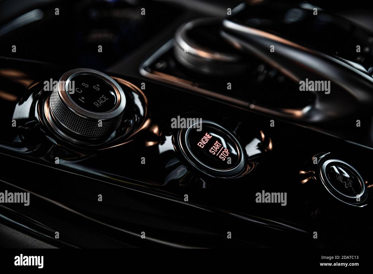 Start and stop engine push button and driving modes selector Stock ...