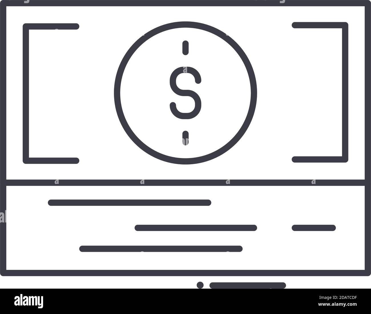 Cash money concept icon, linear isolated illustration, thin line vector ...