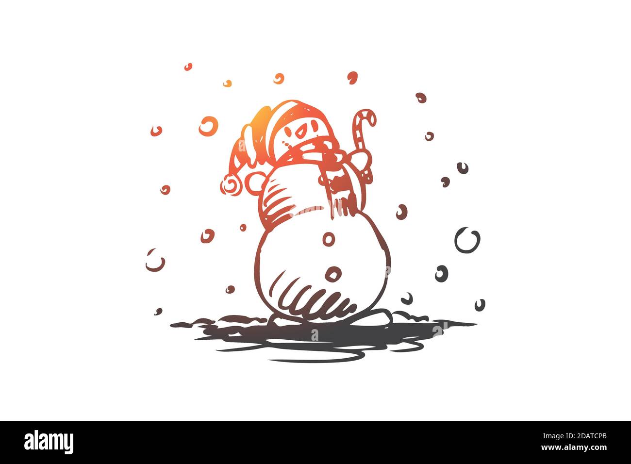 Snowman, winter, cold, december, ice concept. Hand drawn isolated ...