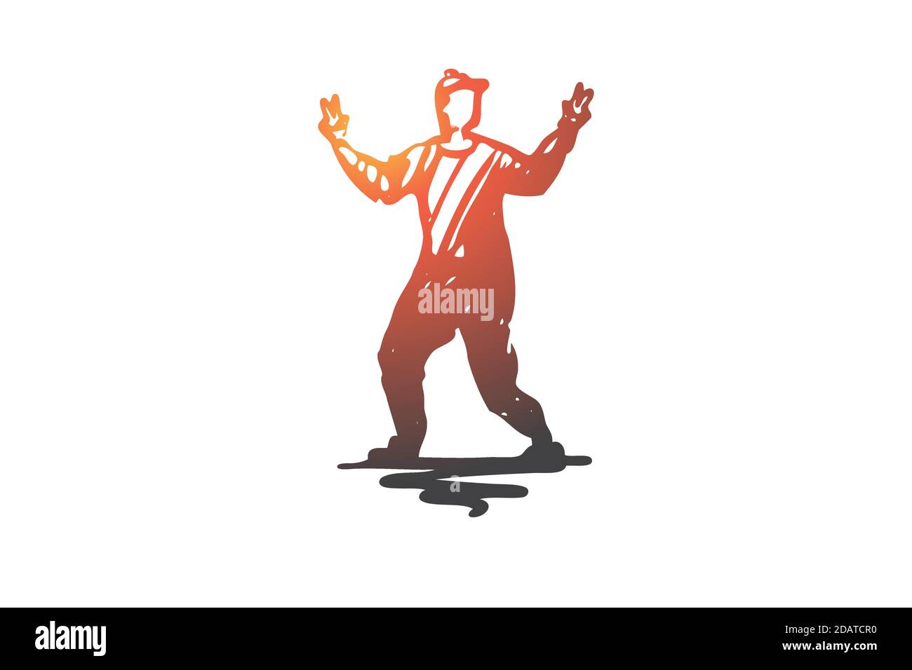 Man, dancing, young, male, attractive concept. Hand drawn isolated ...