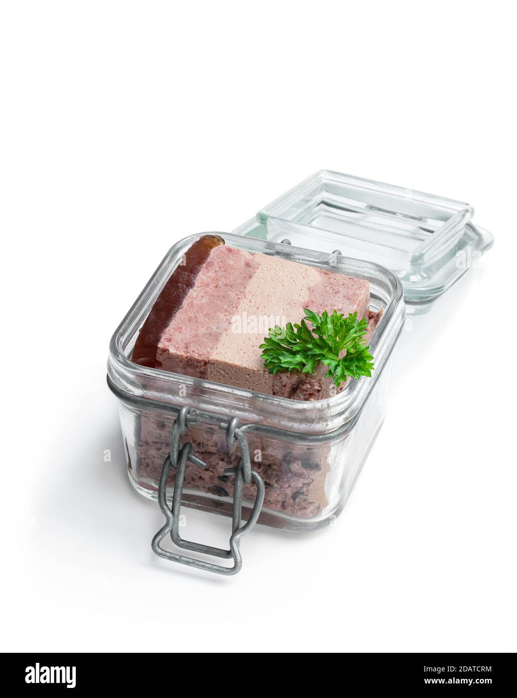 Fresh layered pate in glass jar isolated on white Stock Photo - Alamy