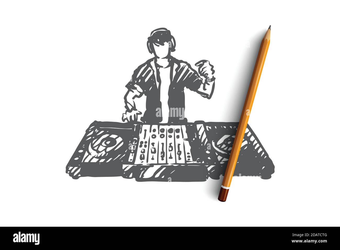 DJ, music, club, disco, party concept. Hand drawn isolated vector Stock ...