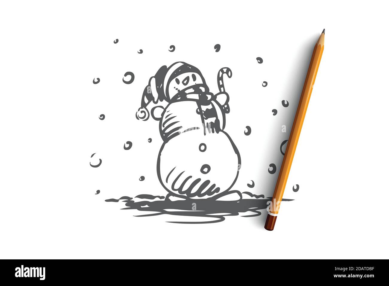 Snowman, winter, cold, december, ice concept. Hand drawn isolated ...