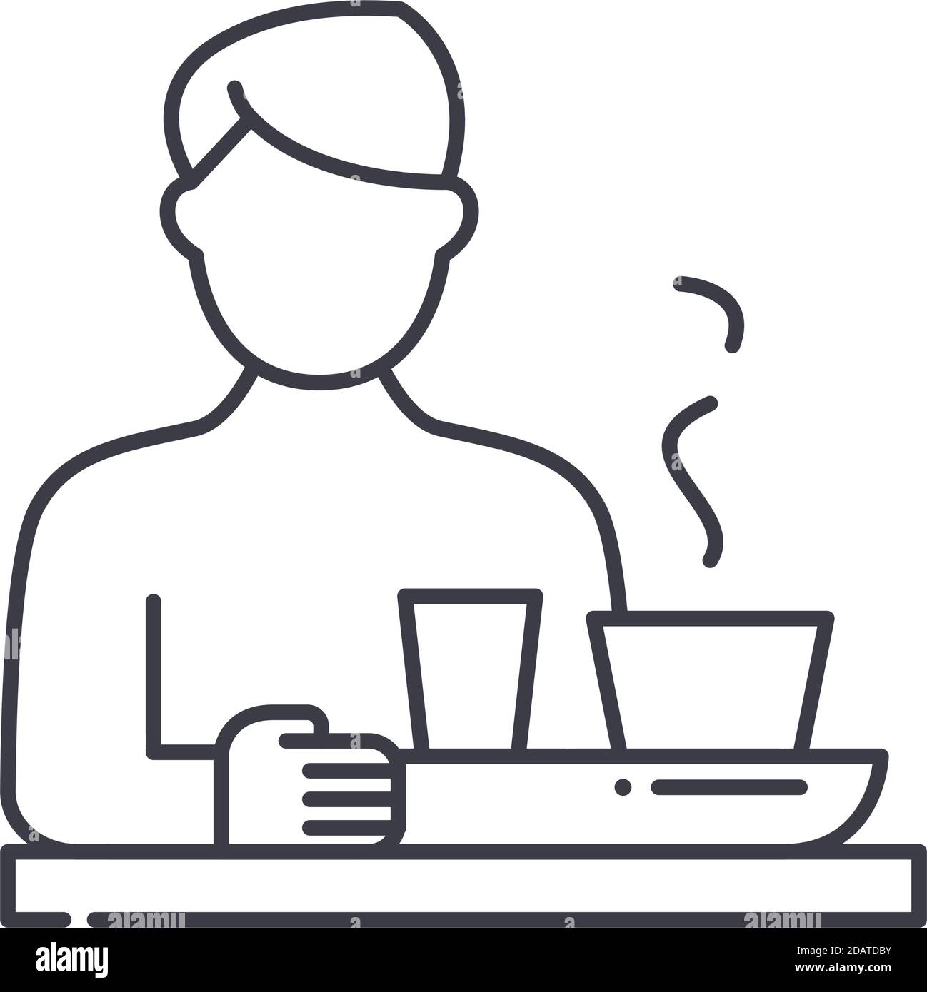 Canteen icon, linear isolated illustration, thin line vector, web ...