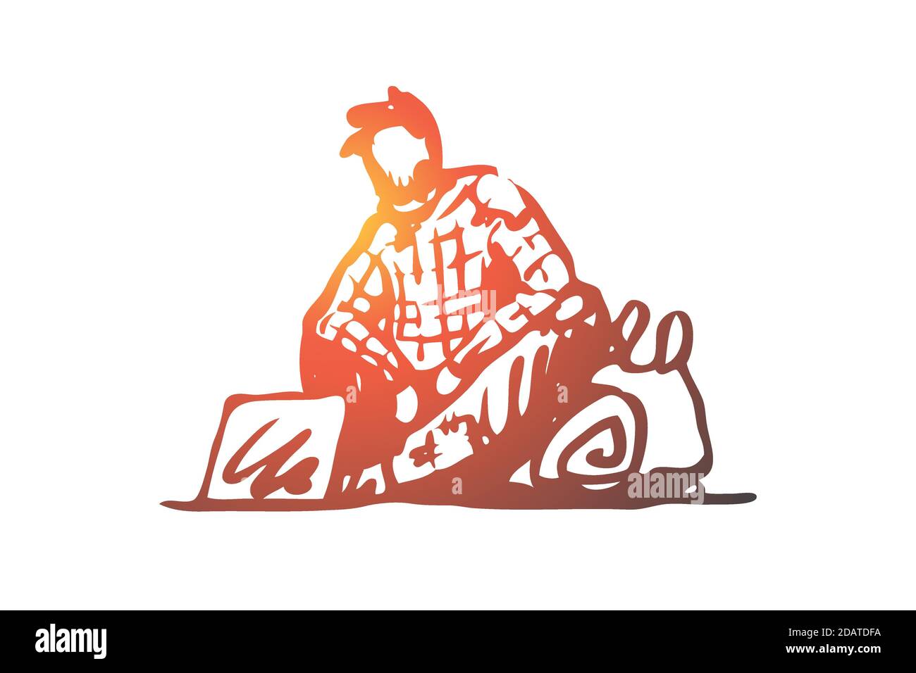 Beggar, poor, asking, sad, tramp concept. Hand drawn isolated vector ...