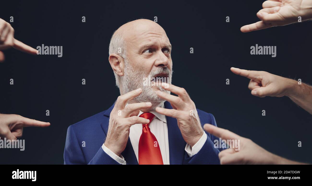 Fingers pointing blame blaming hi-res stock photography and images - Alamy