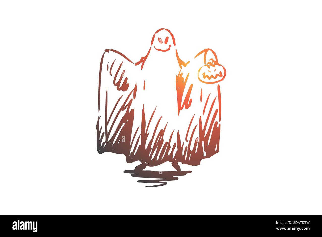Halloween, ghost, scary, horror, fun concept. Hand drawn isolated ...