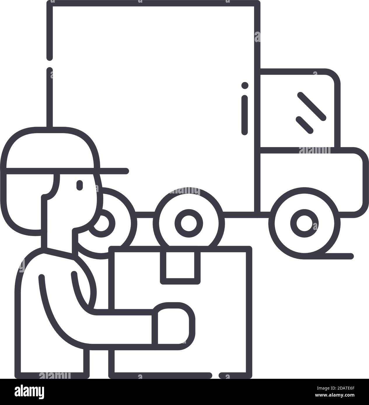 Cargo loading icon, linear isolated illustration, thin line vector, web design sign, outline ...