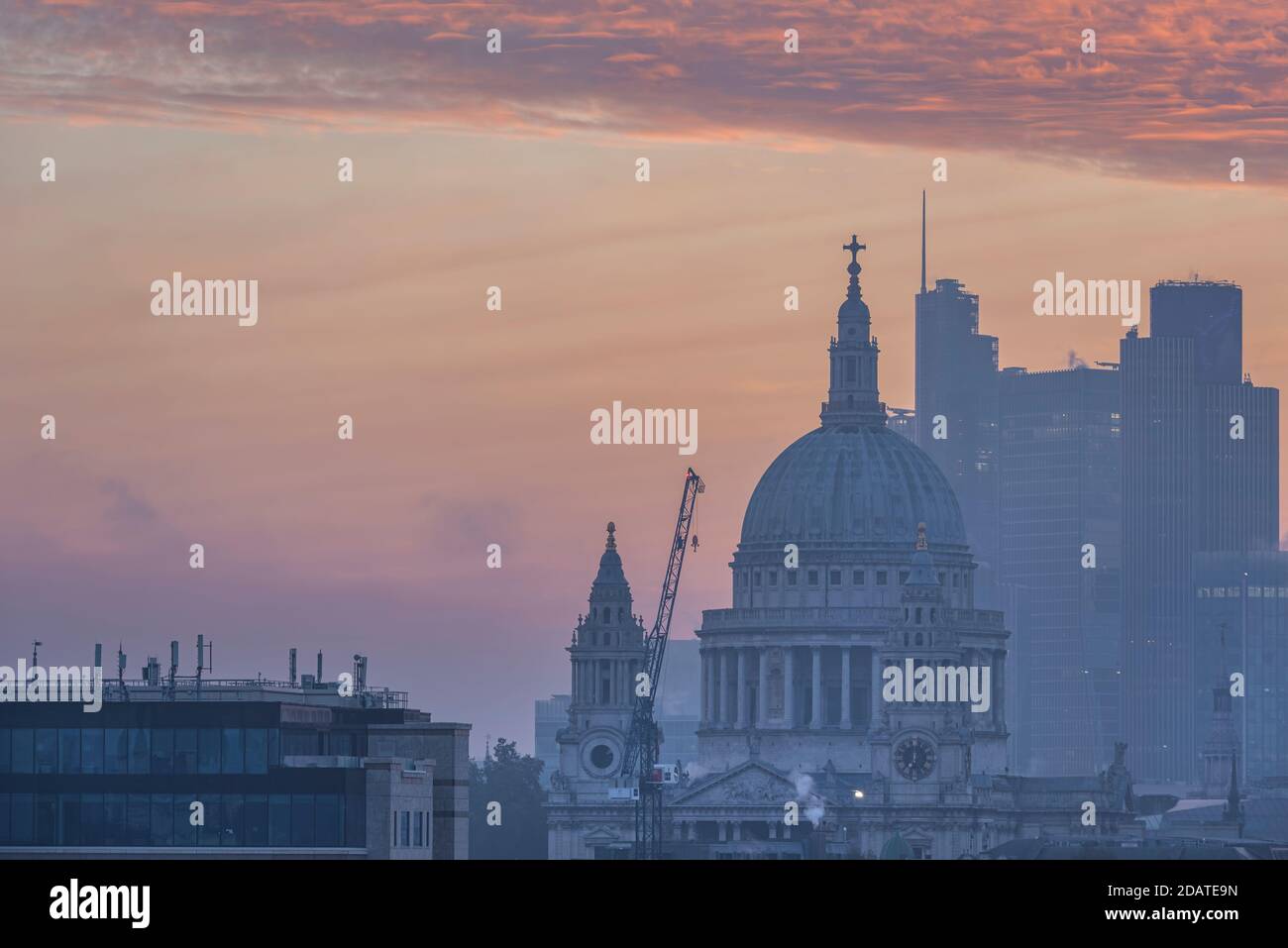 Epic sunrise over London city skyline with stunning sky formations over ...