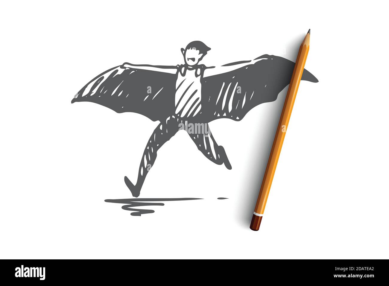 Halloween, bat, costume, horror concept. Hand drawn isolated vector ...