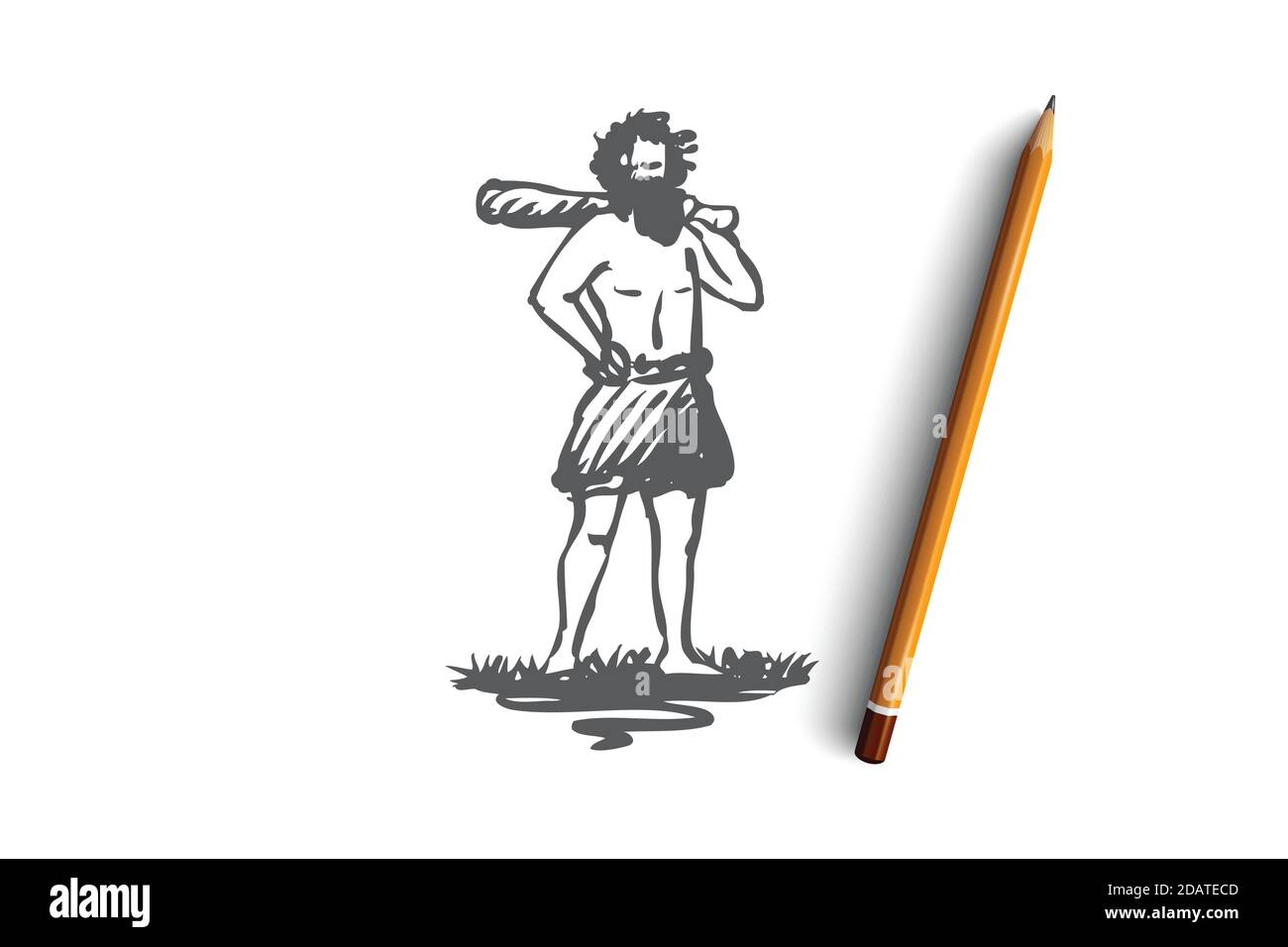 Primitive, man, caveman, ancient, neanderthal concept. Hand drawn ...