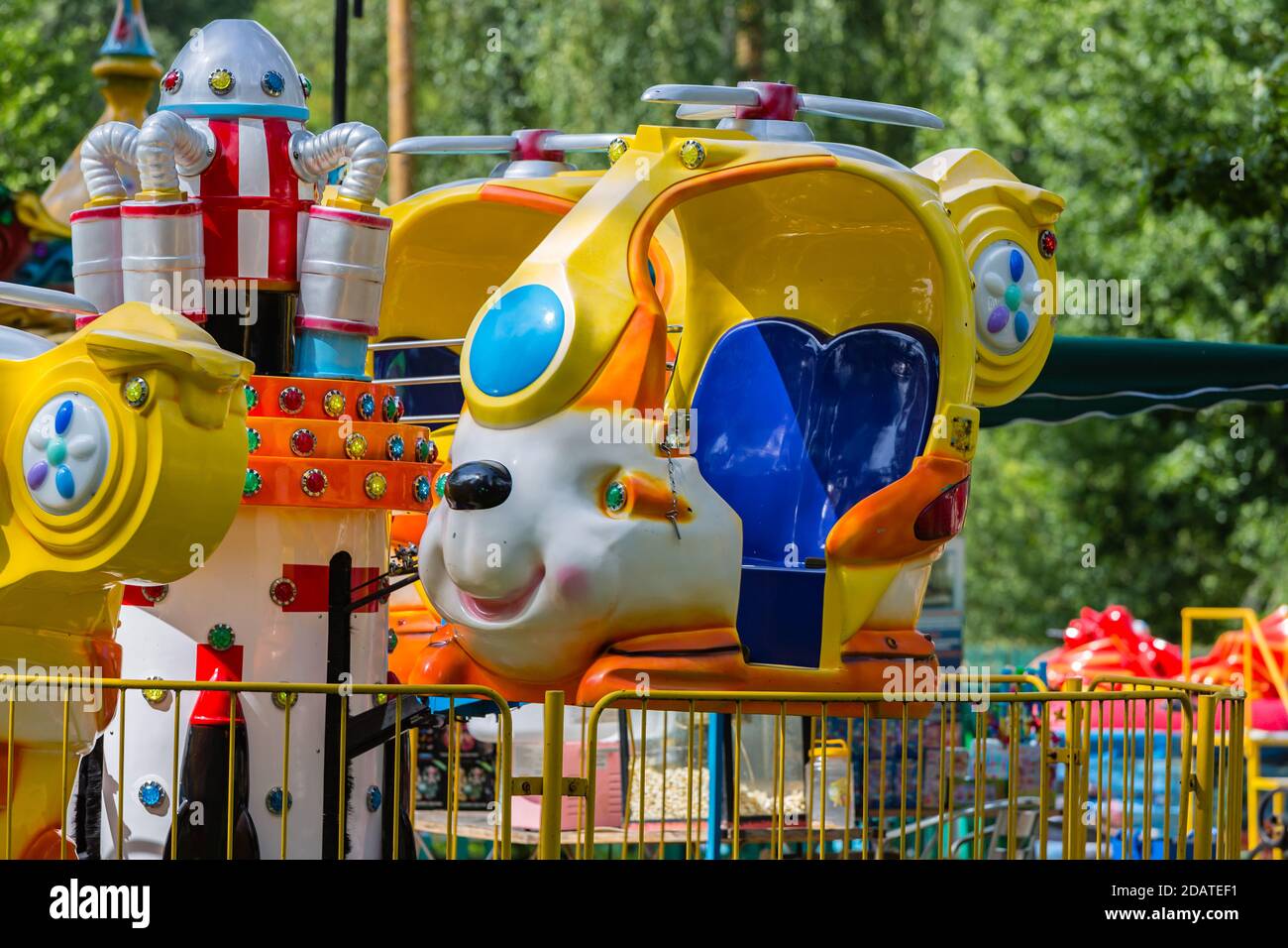 attraction children's carousel in a provincial park Stock Photo - Alamy